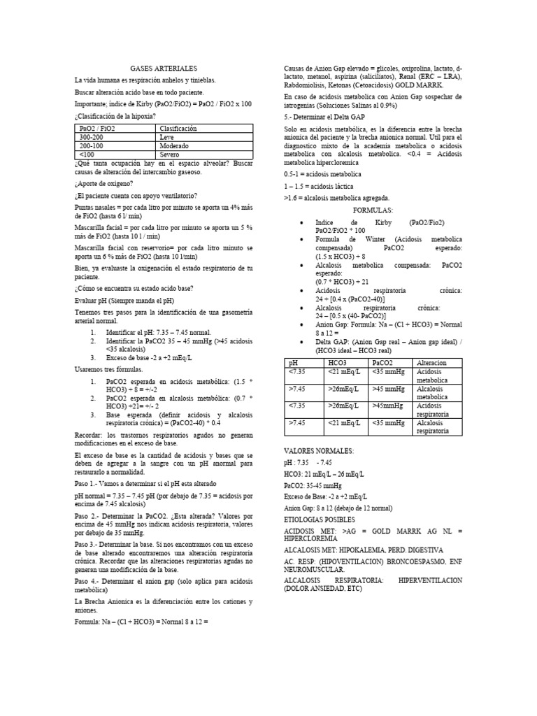 Gases Arteriales | PDF