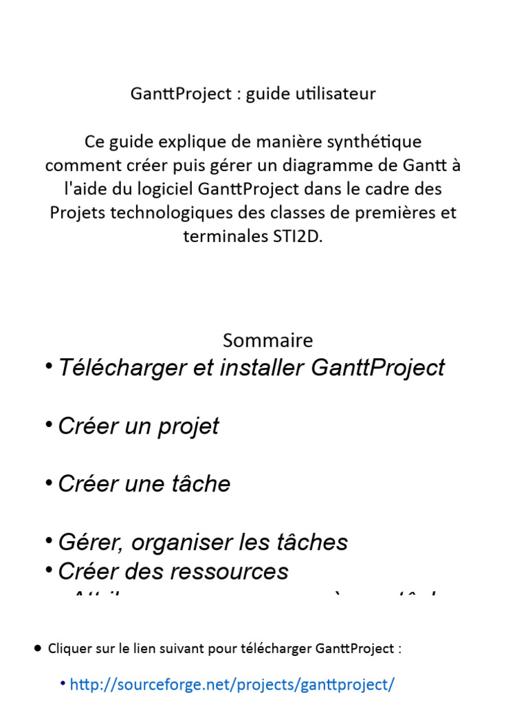 Guide D'utilisation de Ganttproject | PDF