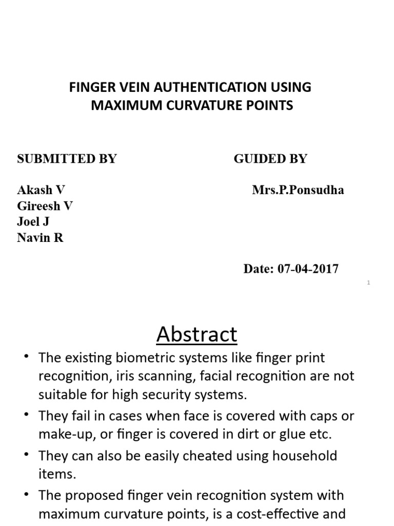Finger Vein Authentication | PDF | Computing | Applied Mathematics