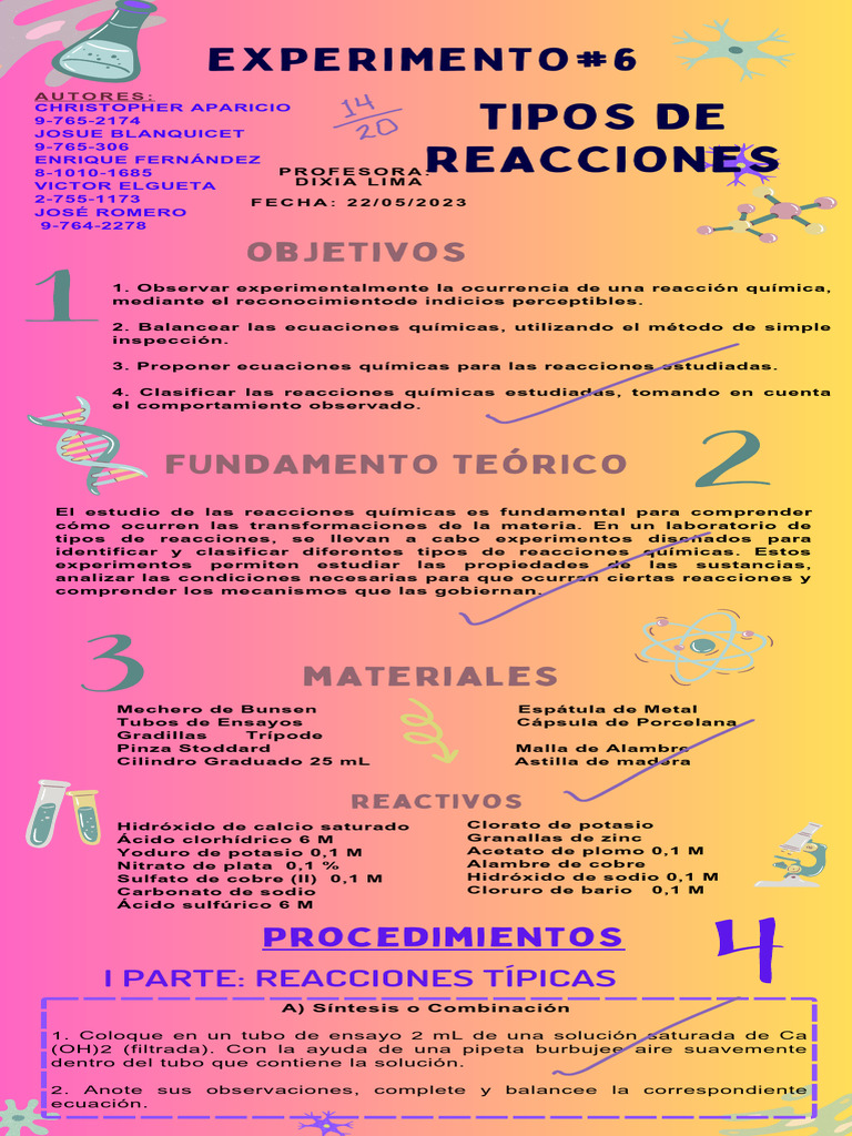 Infografía Labnº6 Tipos de Reacciones | PDF | Redox | Combustión