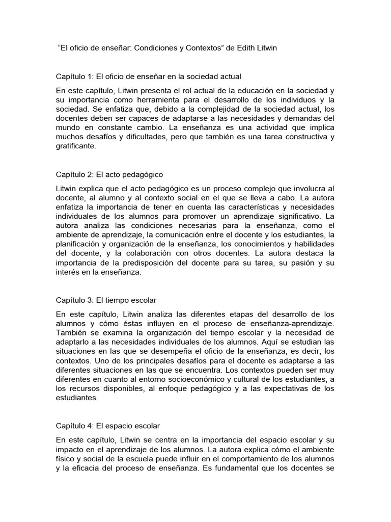 Informe Edith Litwin | PDF