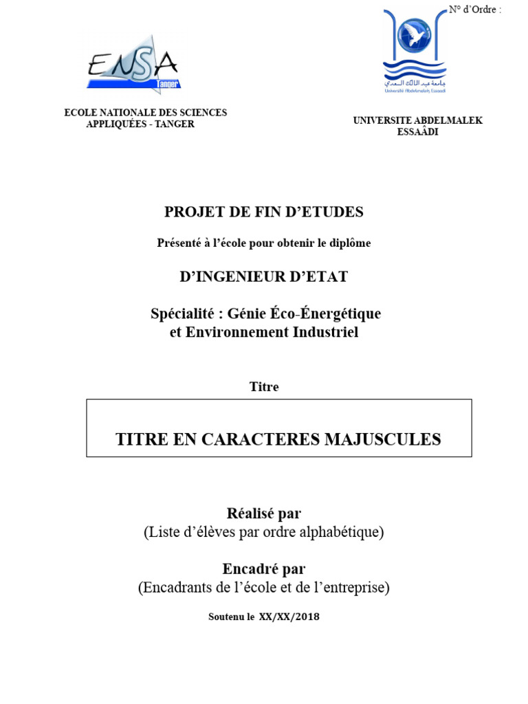 Modèle - PFE G3EI 2018 | PDF | Application | Microsoft Word