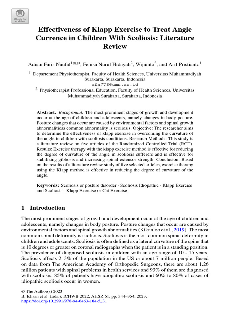 Effectiveness of Klapp Exercise To Treat Angle Currence in Children ...