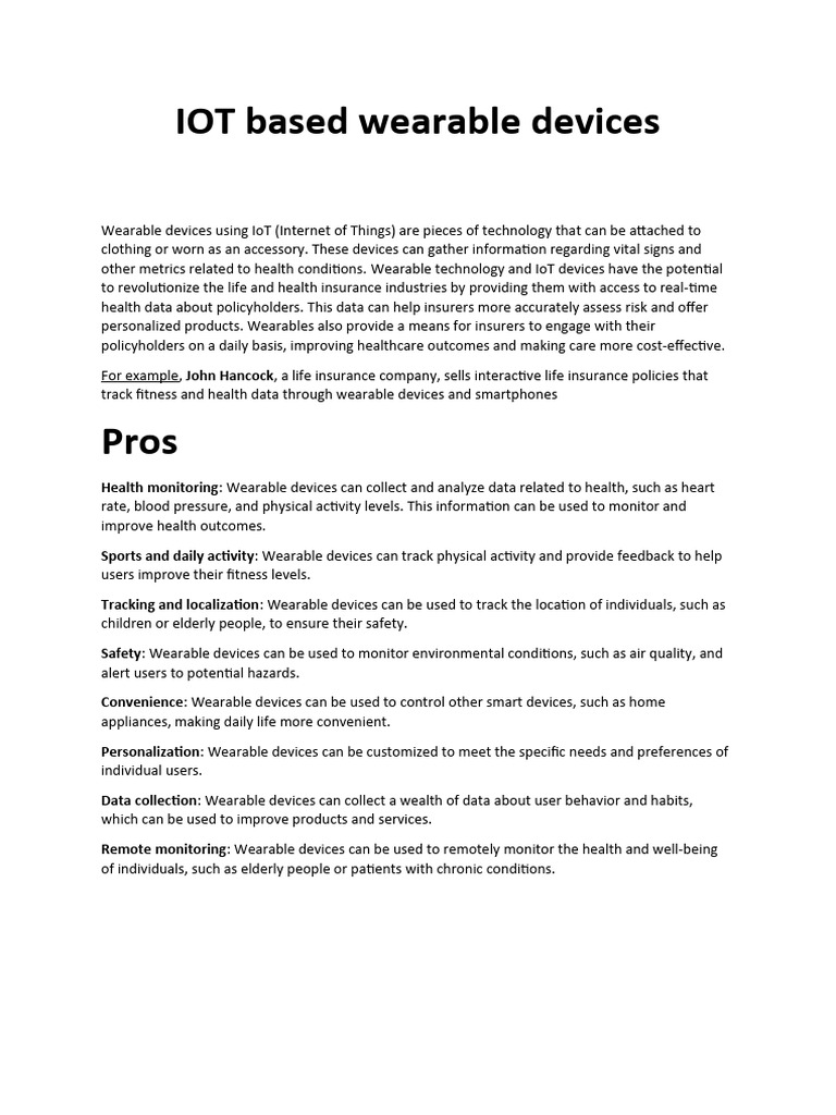IOT Based Wearable Devices | PDF | Wearable Technology | Internet Of Things
