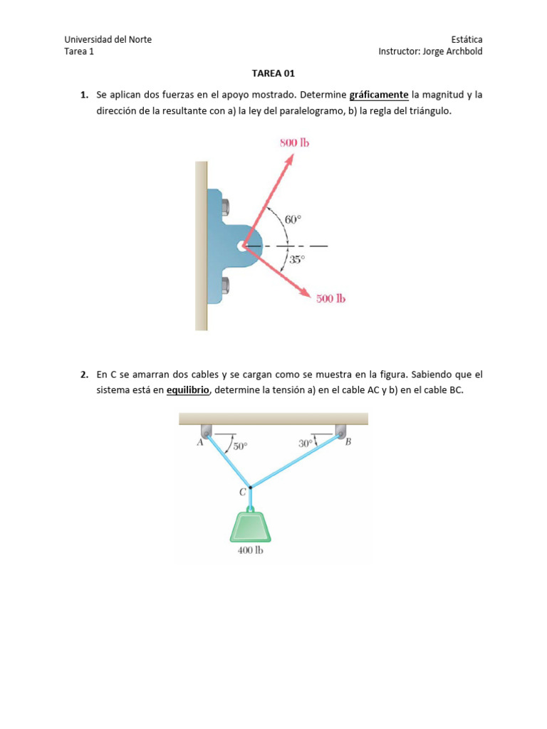 Tarea 1 - Estática | PDF