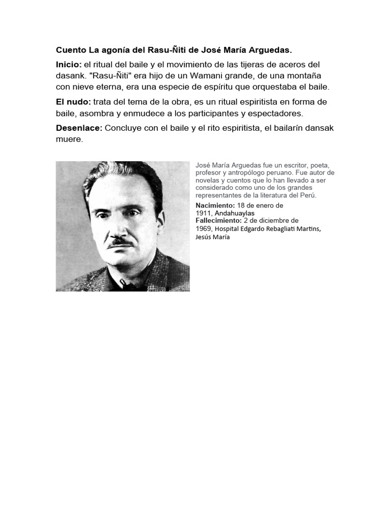 Cuento La Agonía Del Rasu | PDF