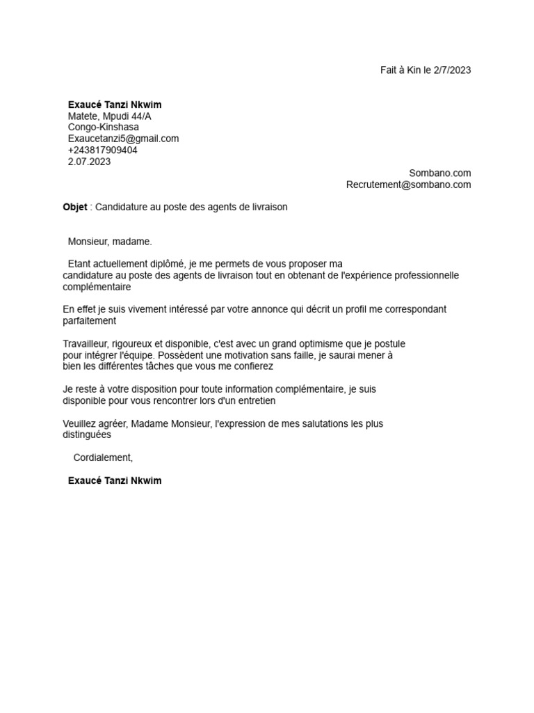 Lettres de Motivation 1 | PDF