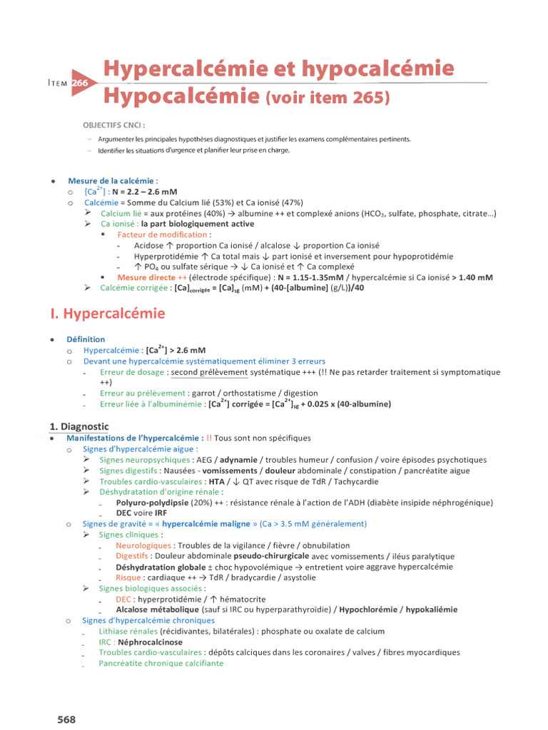 Hypercalcémie Et Hypocalcémie. | PDF