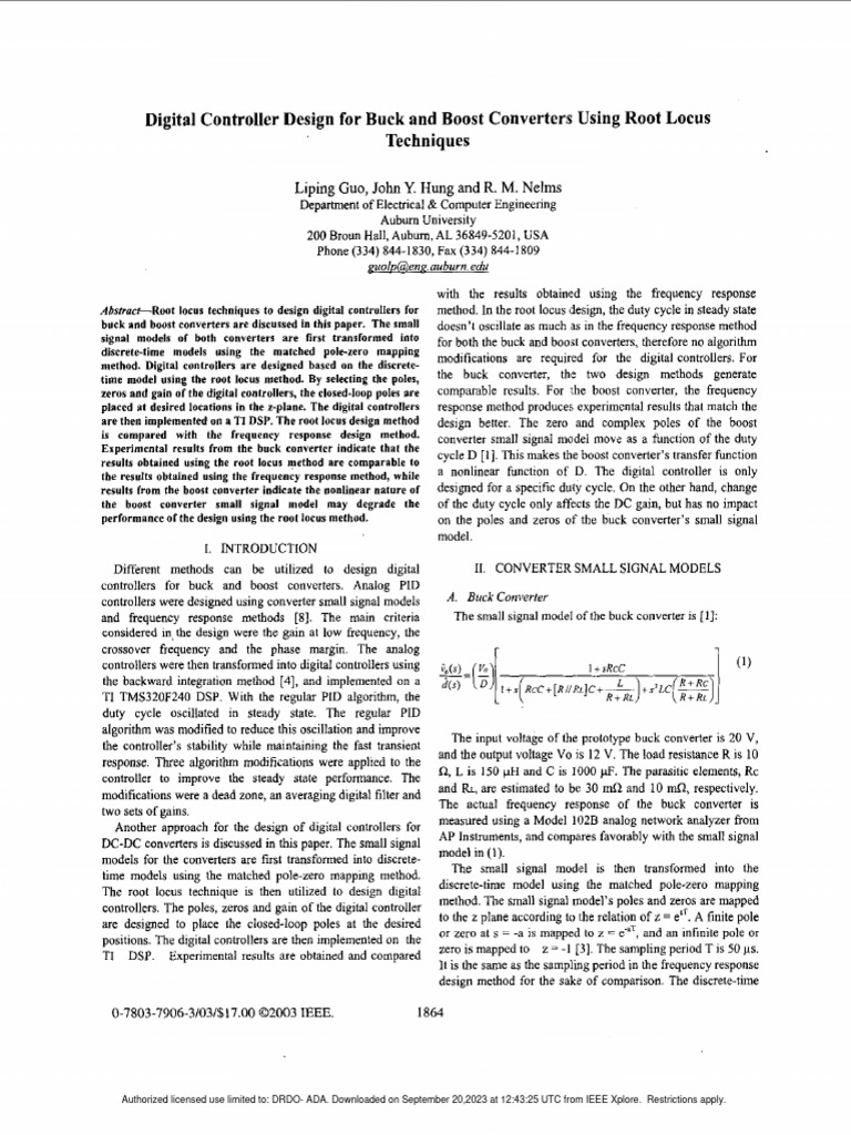 Digital Controller Design For Buck and Boost Converters Using Root Locus Techniques | Download ...