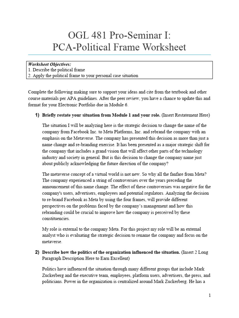 4 Political Frame Worksheet | PDF | Facebook | Mark Zuckerberg