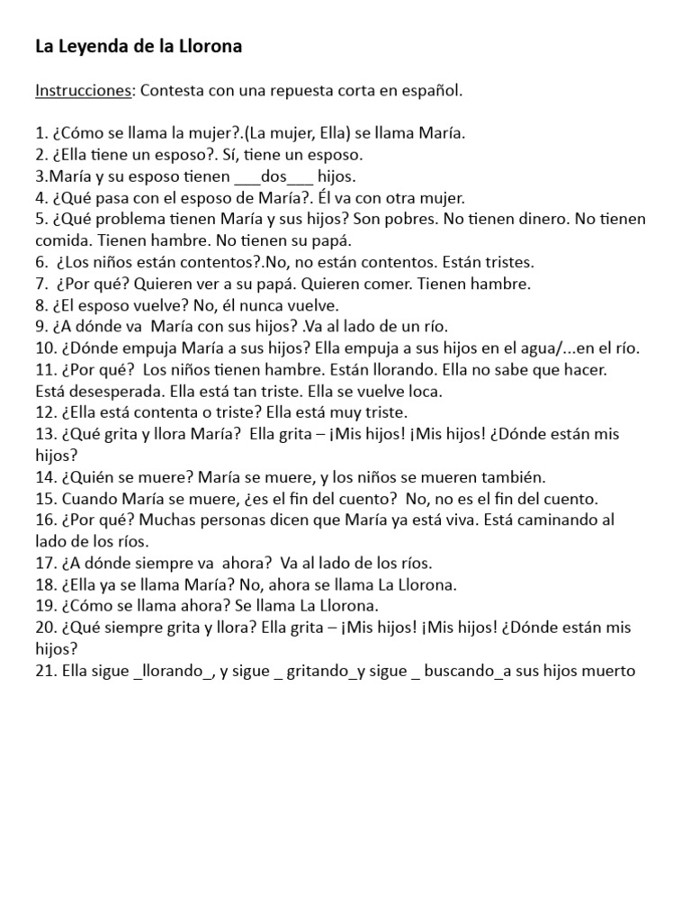 Prueba de La Llorona | PDF