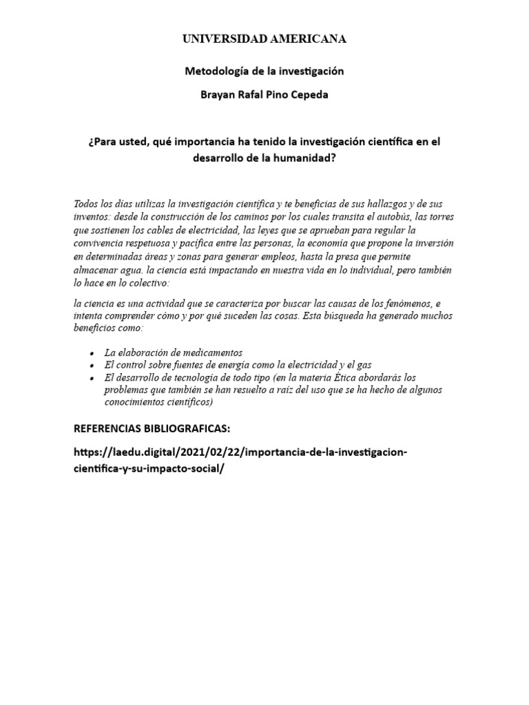 Metodología de La Investigación - BRAYAN PINO | PDF