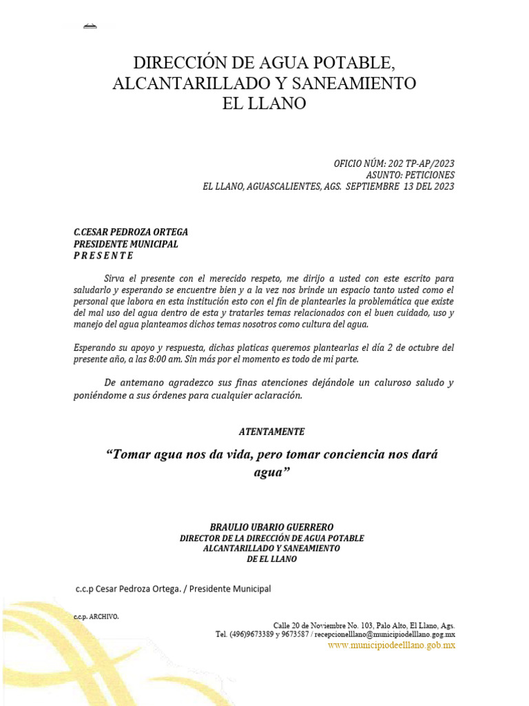 Oficio para Presentacion | PDF