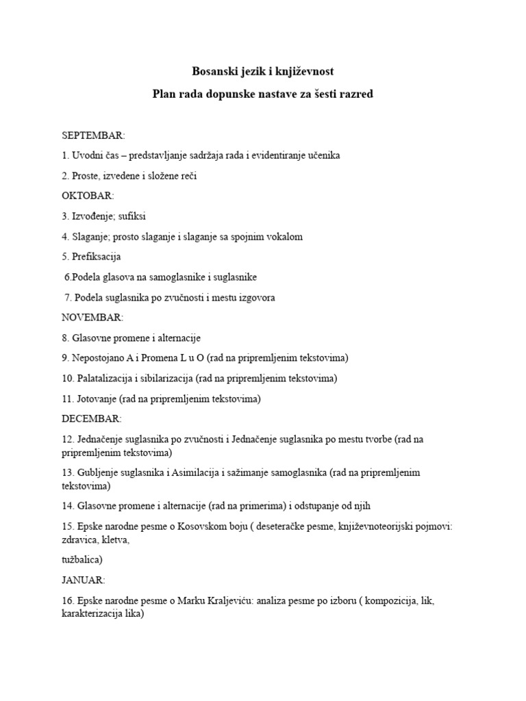 Dopunska Za Bosanski Jezik VI Razred | PDF