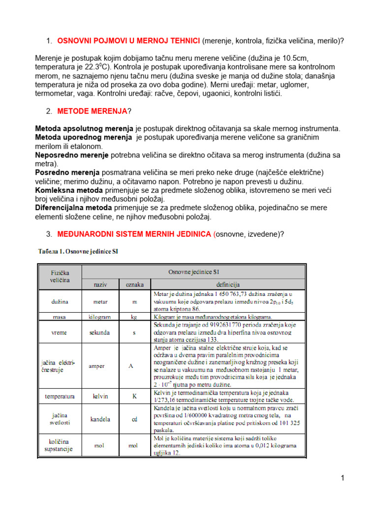 Osnove Tehnike Merenja | PDF