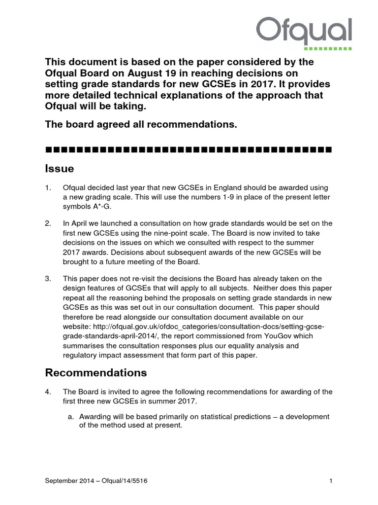 2014-09-12 Board Paper For New Gcses | PDF