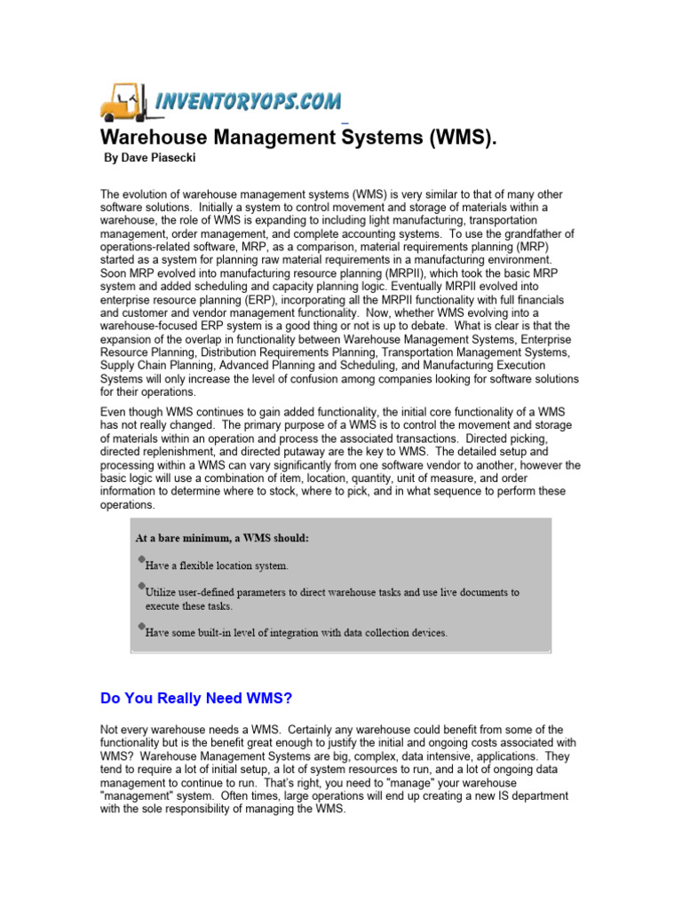 Warehouse Management Systems | PDF