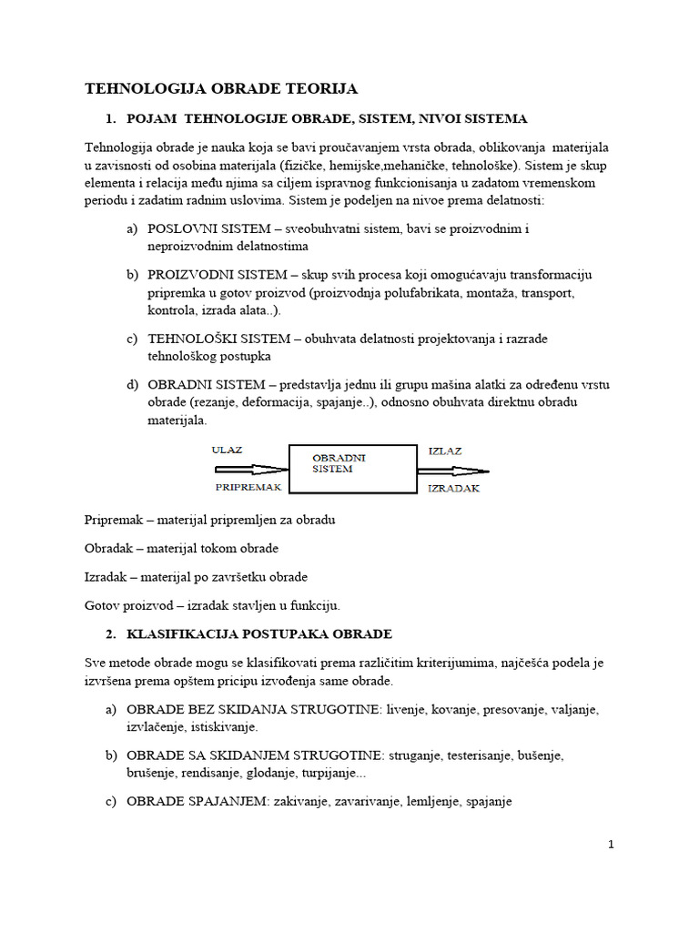 Tehnologija Obrade | PDF