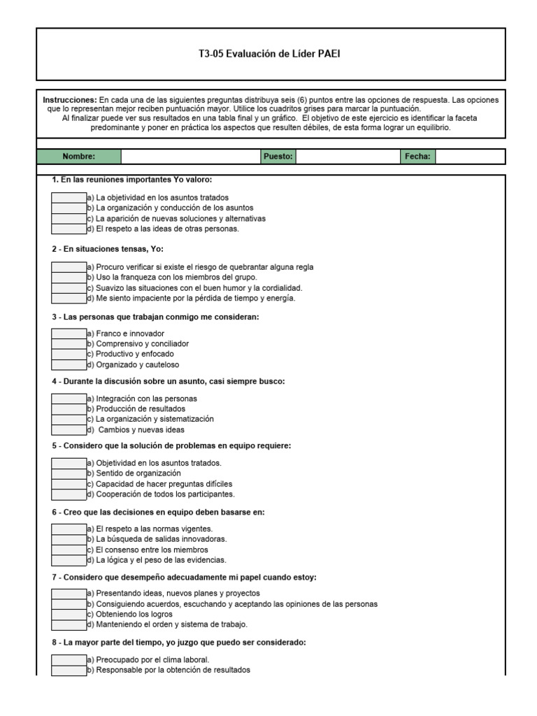 T3-05 Evaluación Líder PAEI | PDF
