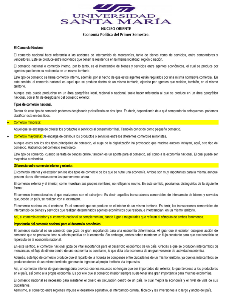 El Comercio Nacional y El Comercio Internacional | PDF