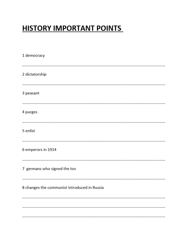 History Important Points | PDF History Important Points | PDF