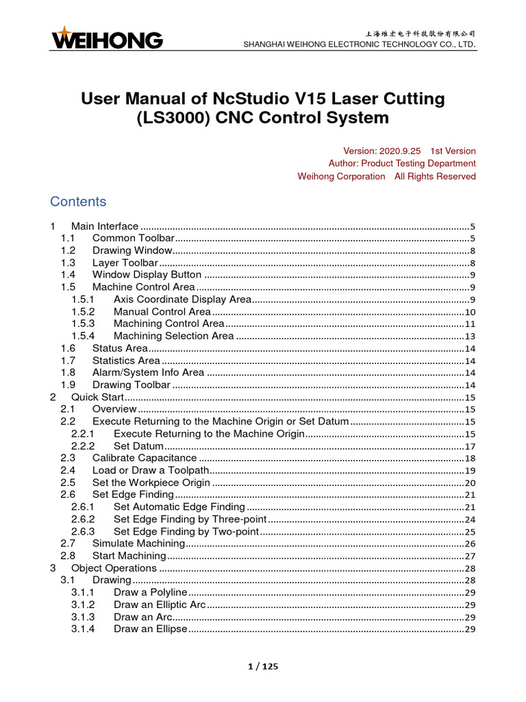 User Manual of Ncstudio V15 Laser Cutting (LS3000) CNC Control System ...
