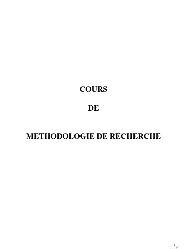 Cours de méthodologie de recherche | PDF | Sciences et mathématiques