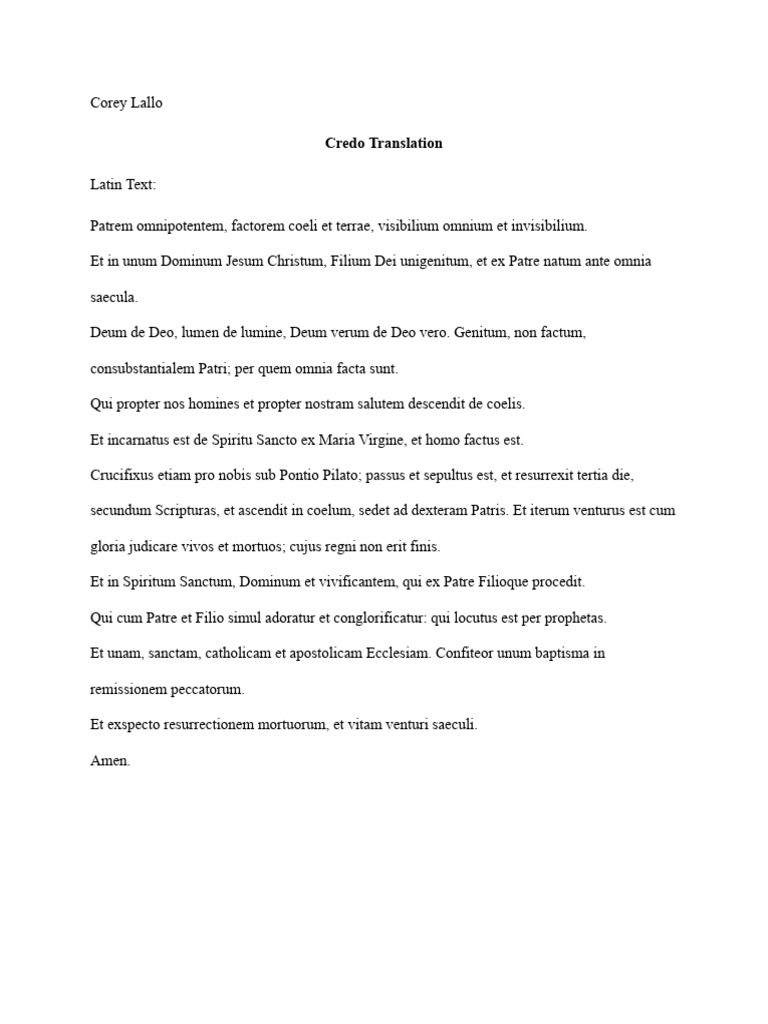 Credo: Latin Text and English Translation | PDF
