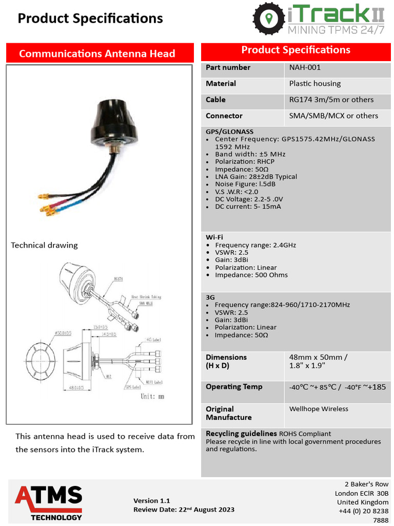 Translation Product Spec Sheets v1 Sept 2023 | PDF | Antenna (Radio) | Electromagnetic Radiation