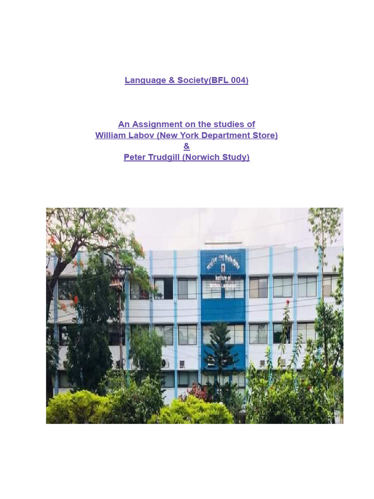 Studies On Trudgill Norwich Study | PDF