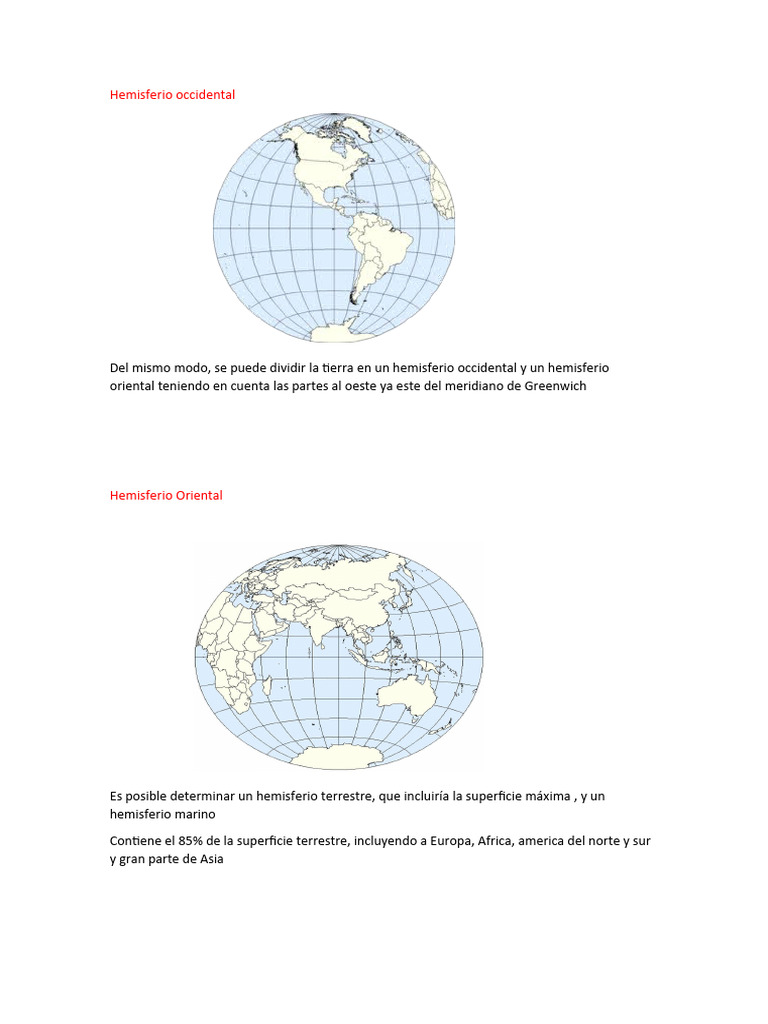 Divisiones del Hemisferio Occidental y Oriental | PDF | Viajes y ...