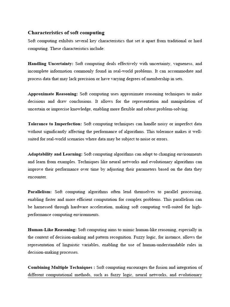 Characteristics Of Soft Computing Pdf Fuzzy Logic Computing