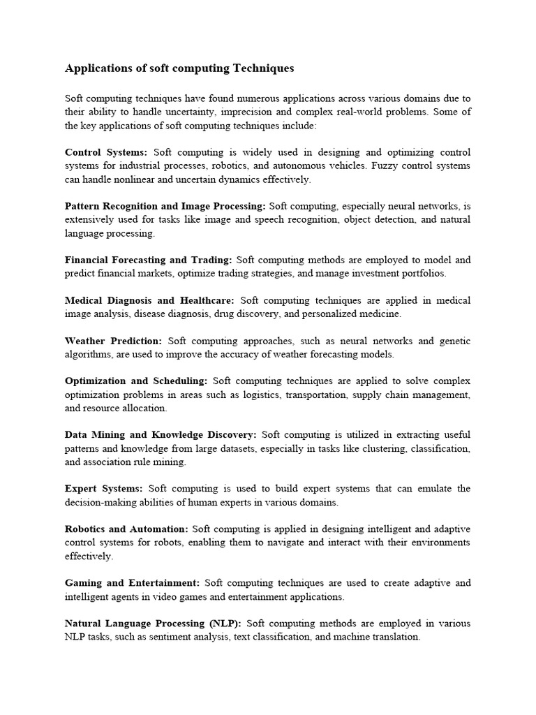 Applications of Soft Computing Techniques | PDF | Internet Of Things | Computing