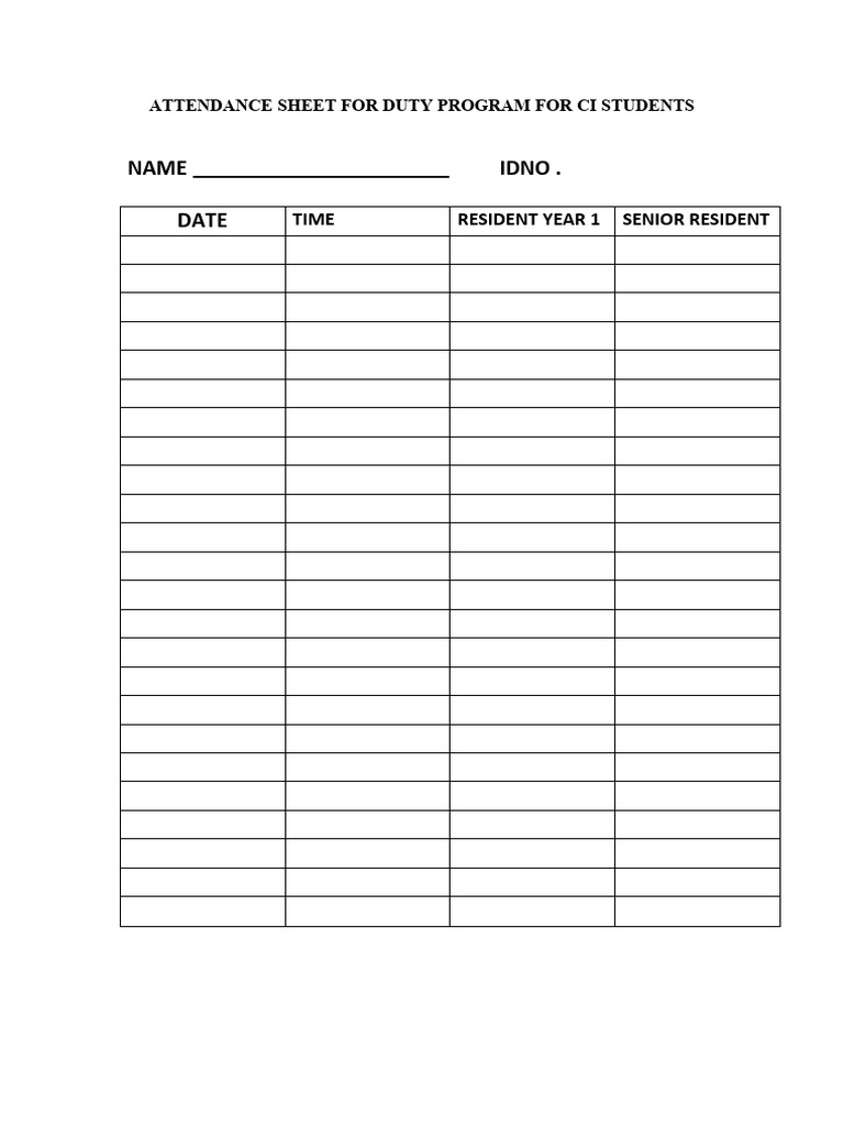 Duty Program Attendance Sheet | PDF | Law
