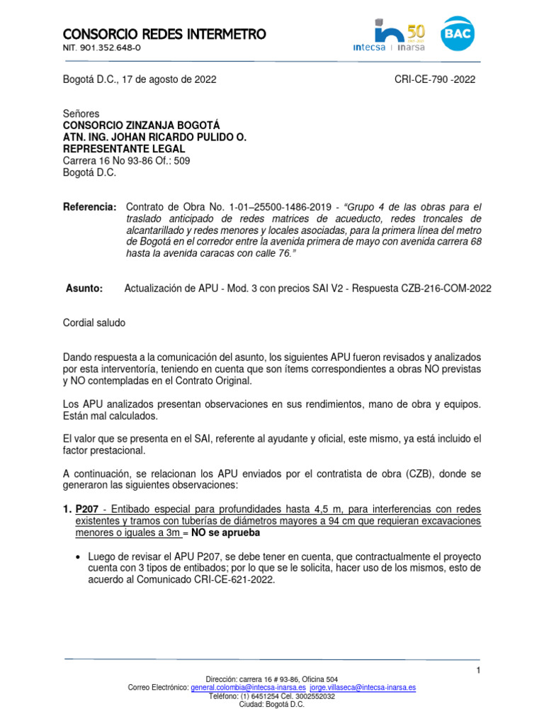 CRI-CE-790-2022 Actualización de APU - Mod. 3 Con Precios SAI V2 ...
