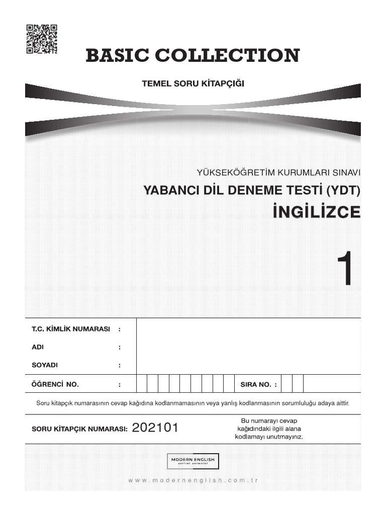 Basic Collection Ydt Deneme 1 | PDF