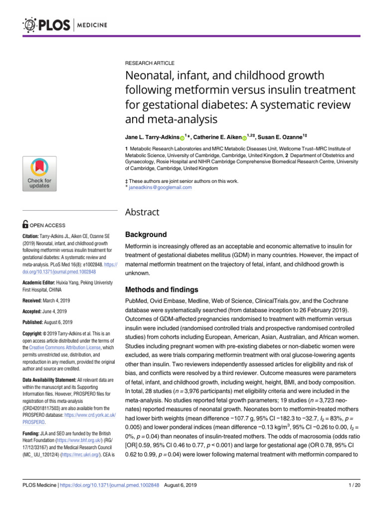 Metformin Vs Insulin GDM | PDF | Gestational Diabetes | Health Care