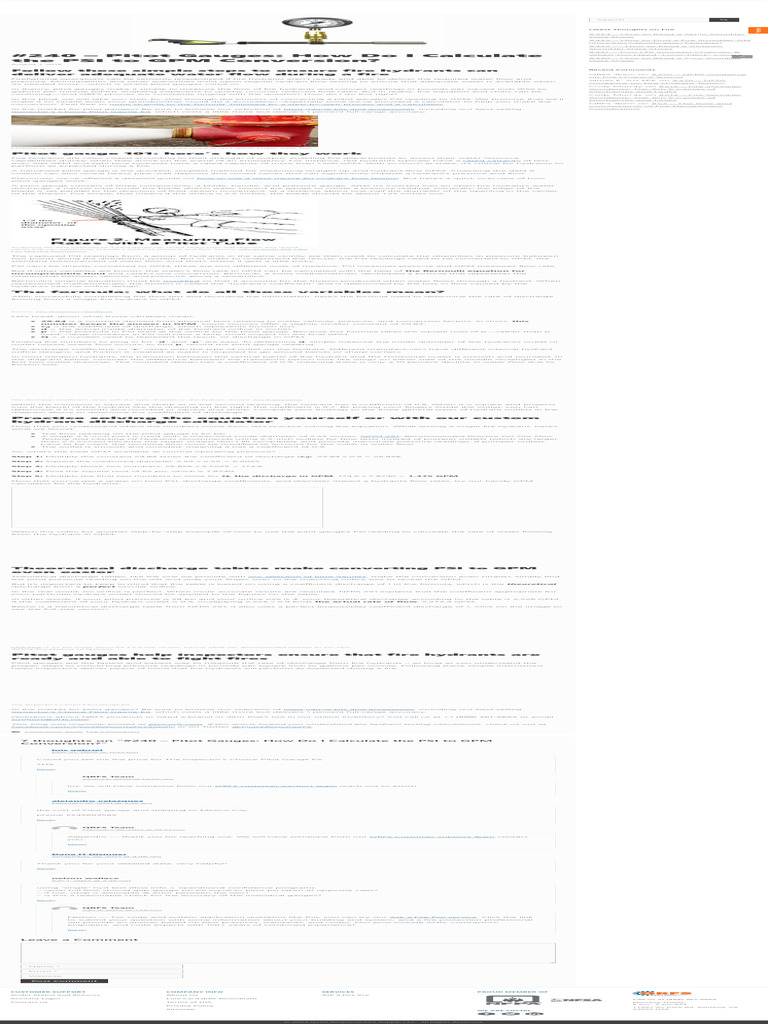 Pitot Gauges How Do I Calculate The Psi To Gpm Conversion Pdf Fluid Dynamics Pressure