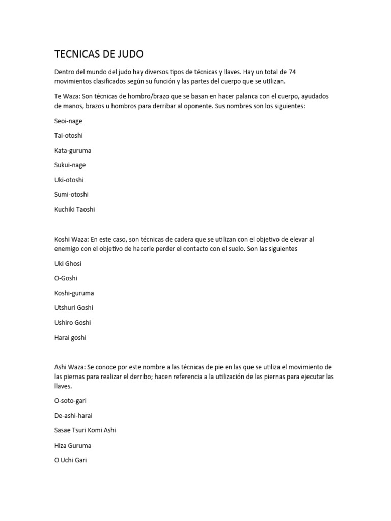Técnicas de Judo | PDF