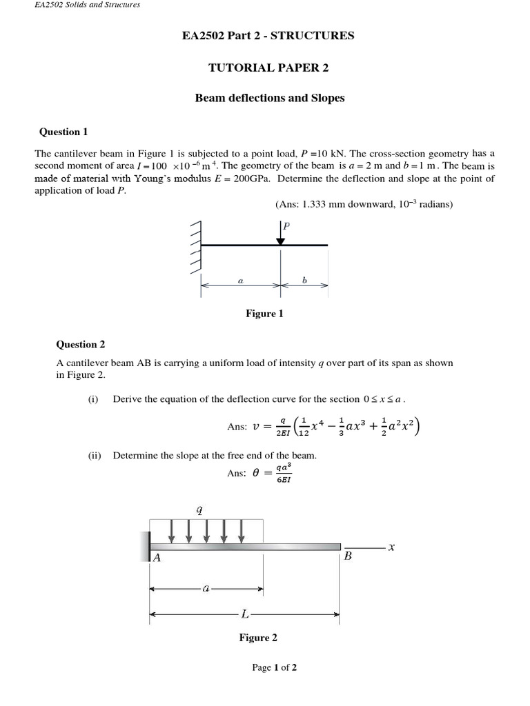 Beam Deflections and Slopes Tutorial | PDF