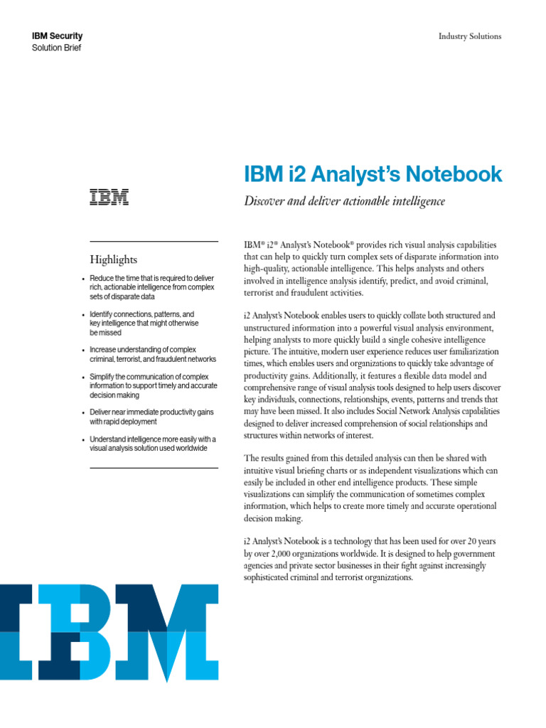 IBM I2 Analyst's Notebook | PDF | Intelligence Analysis | Information
