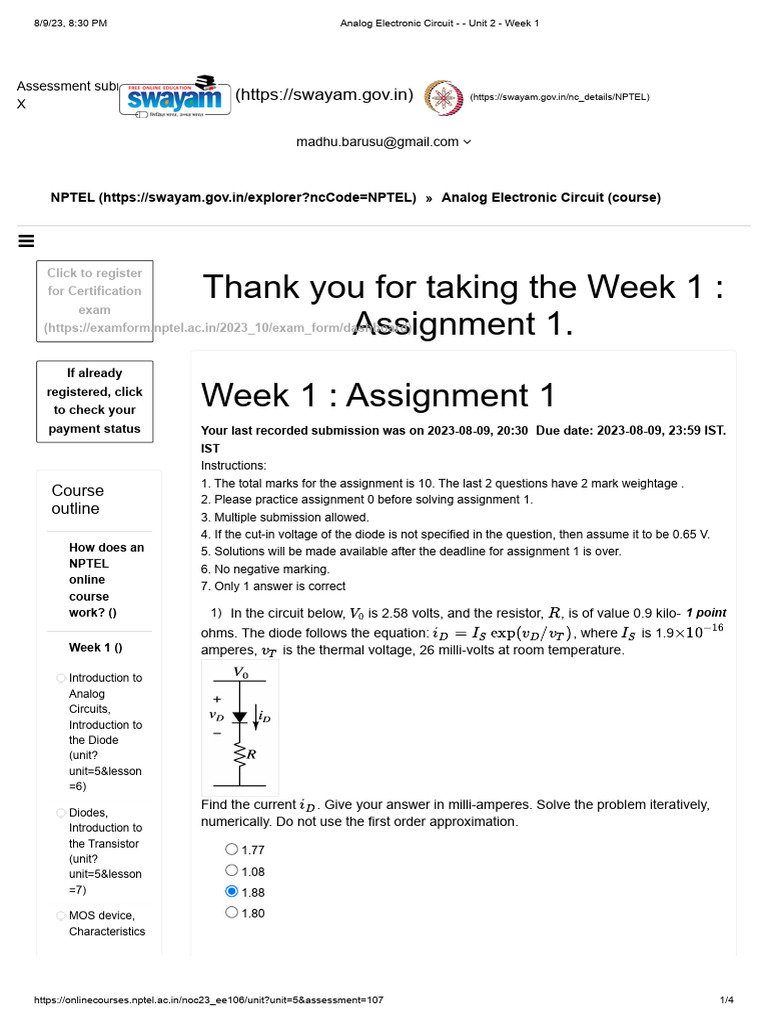 Analog Electronic Circuit - Unit 2 - Week 1 | PDF | Electrical Network ...