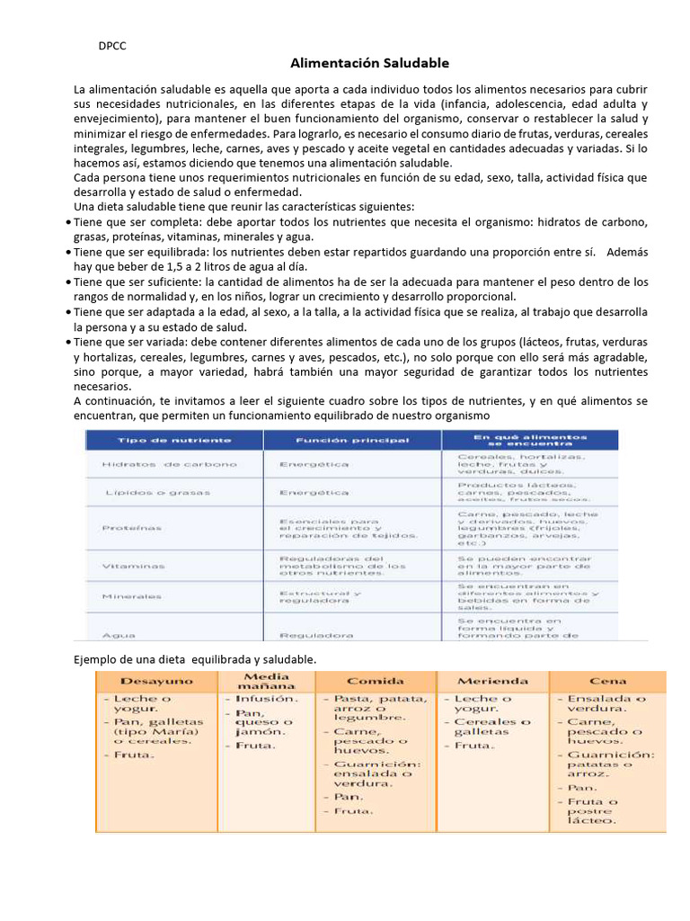 Lectura DPCC | PDF | Alimentos | Nutrición