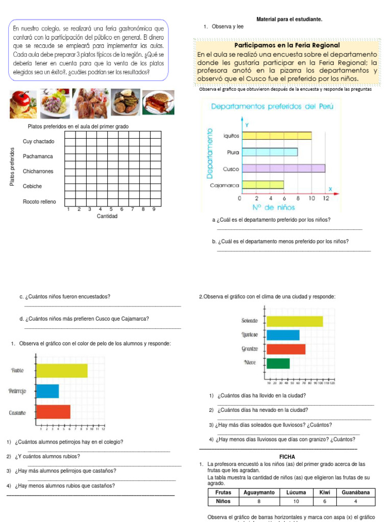 Actividades de Gráficas de Barras para Niños | PDF