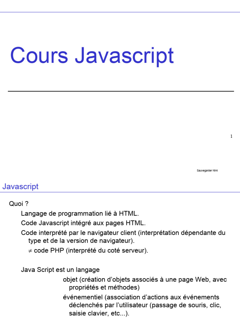 Cours Javascript | PDF Cours Javascript | PDF