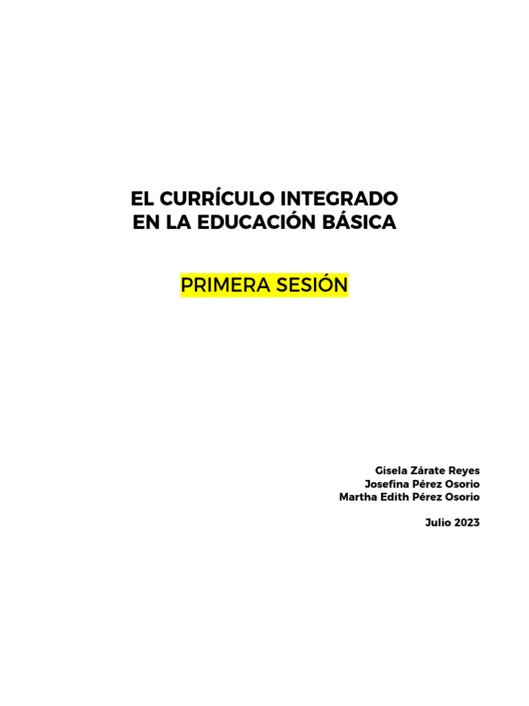 SESIÓN 1 - Modulo I - El Curriculo Integrado en La Educacion Basica ...