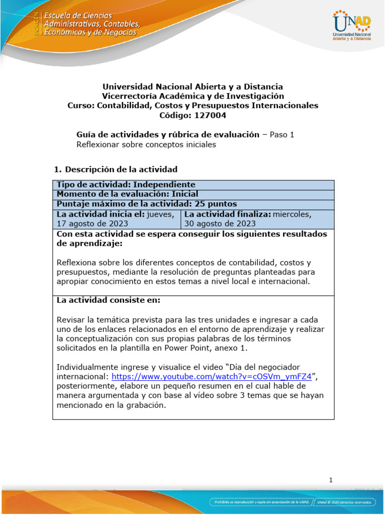 Guía de Actividades y Rúbrica de Evaluación - Unidad 1 - Paso 1 ...