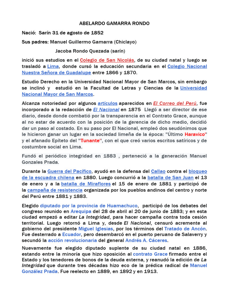 Abelardo Gamarra Rondo | PDF | Historia