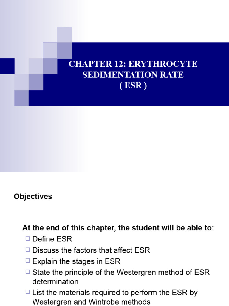 Hema I Chapter 12 - ESR | PDF | Diseases And Disorders | Blood