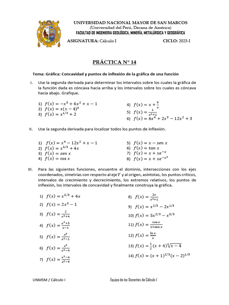 Práctica N°14 Cálculo I | PDF